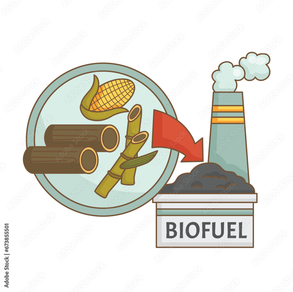 Go Green Technology Biofuel Industry Used Eco Friendly Cartoon ...