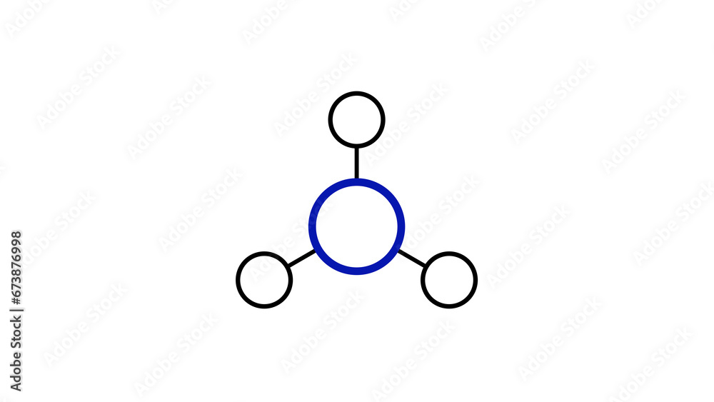 ammonia molecule, structural chemical formula, ball-and-stick model ...