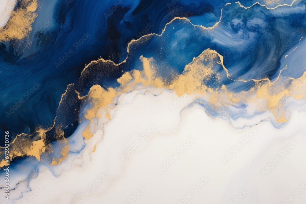 mesmerizing alcohol ink creation unfolds with a navy blue and gold ...