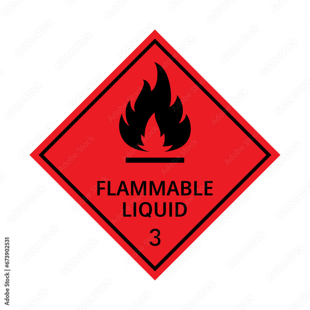 Flammable liquid sign red square. Flammable liquid symbol, Vector ...