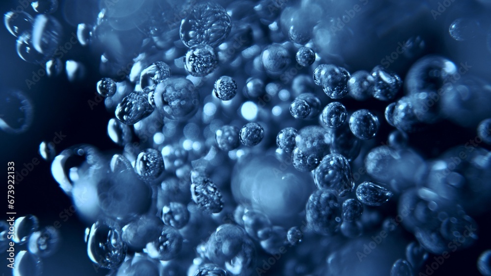Foto de Liquid Bubbles in Water, Molecule inside Liquid. do Stock ...