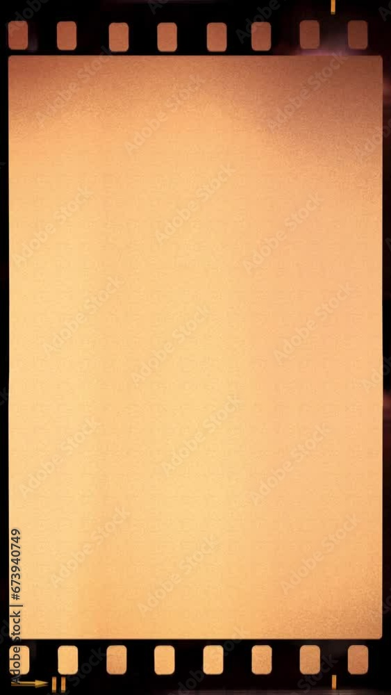 Vertical 4K film frame orange light leak and noise flickering ...