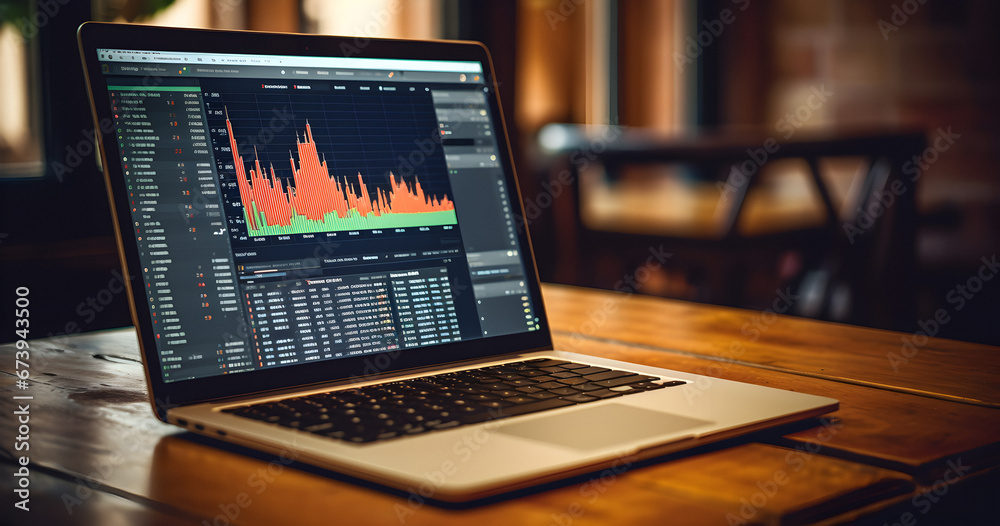laptop monitor charts, graphic concept, Investment finance chart ...