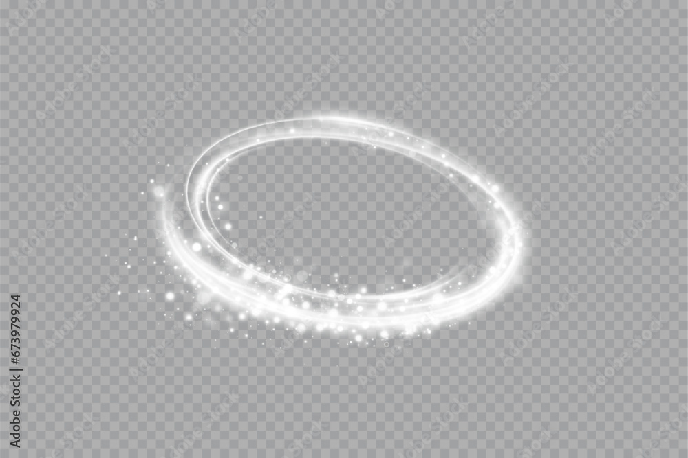 Glowing white spiral. Speed abstract lines effect. Rotating shiny rings ...