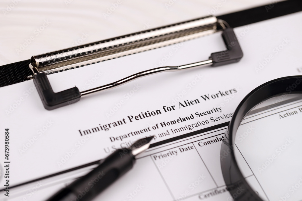 I-140 Immigrant petition for alien workers blank form on A4 tablet lies ...