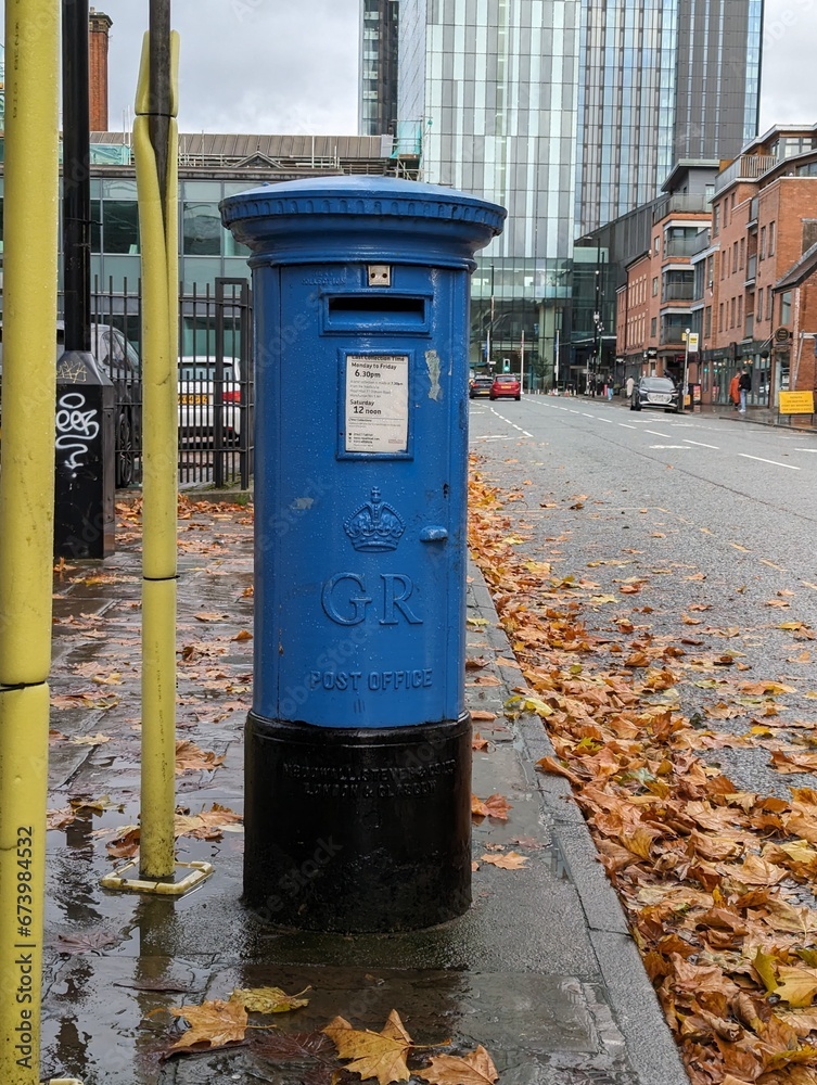 Manchester UK 11 06 2023 A Royal Mail post box with the cypher GR for ...