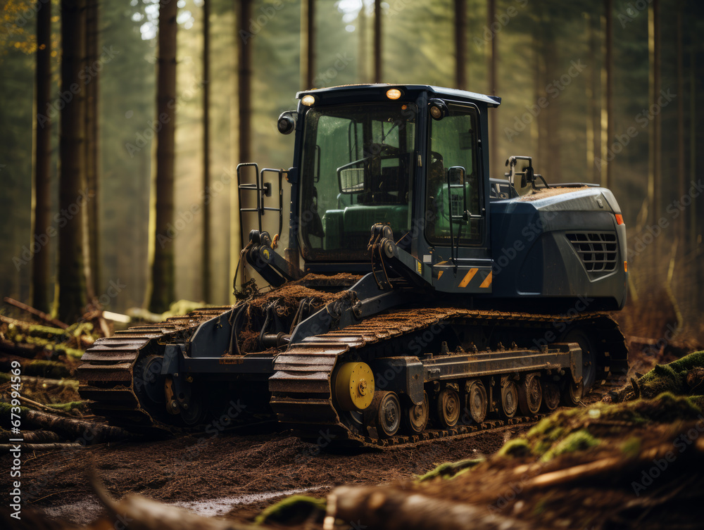Excavator Grapple during clearing forest for new development ...