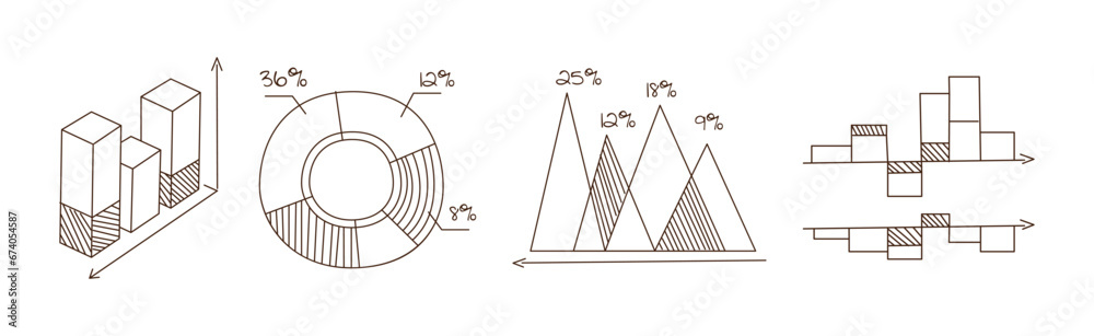 Line Chart, Graph and Diagram for Data Analysis Vector Set Stock Vector ...