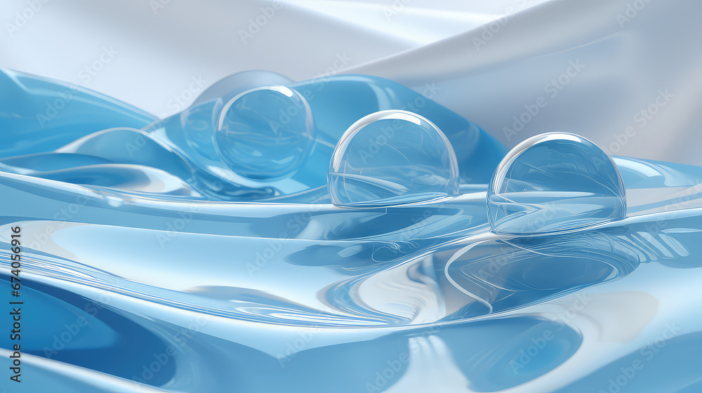 Clear liquid texture with bubbles and droplets. 3d render illustration ...