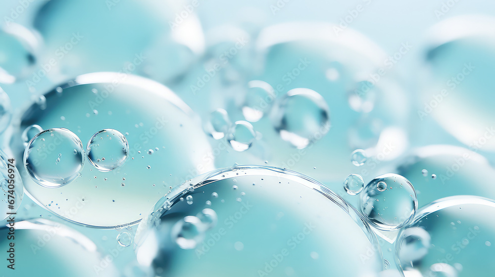 Clear liquid texture with bubbles and droplets. 3d render illustration ...