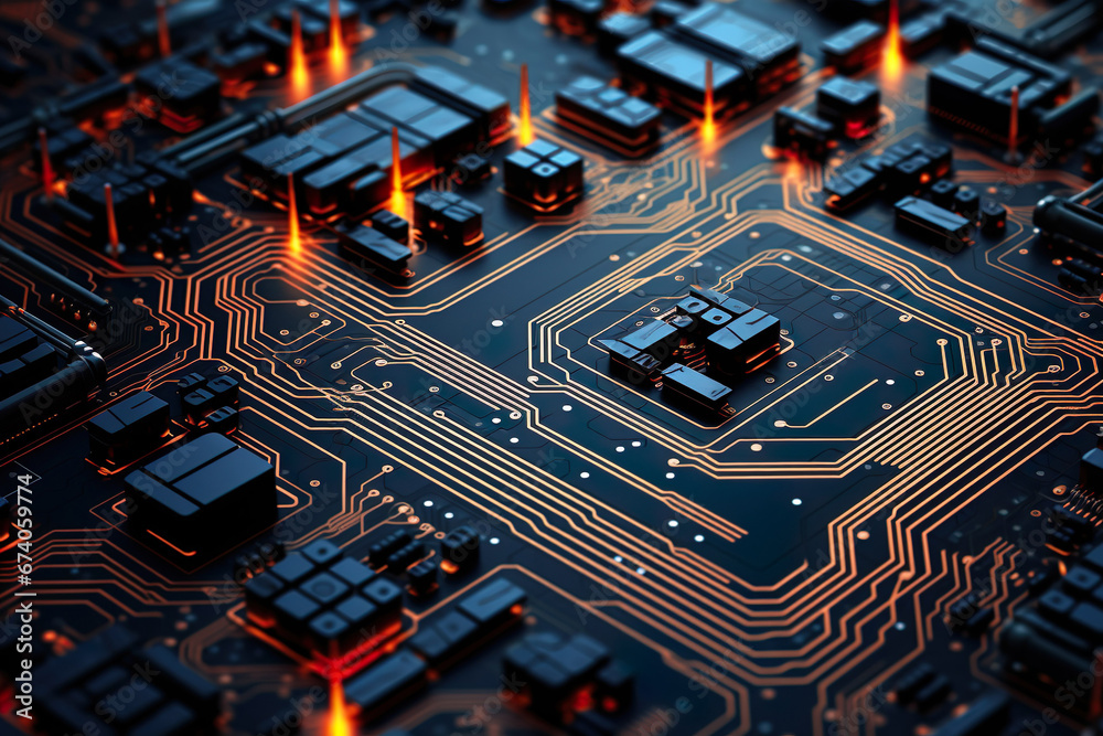 Futuristic Central Processing Unit (CPU) on a High-Tech Motherboard ...