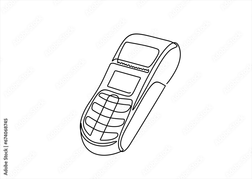 Continuous one single line drawing of pos payment terminal with gprs in ...