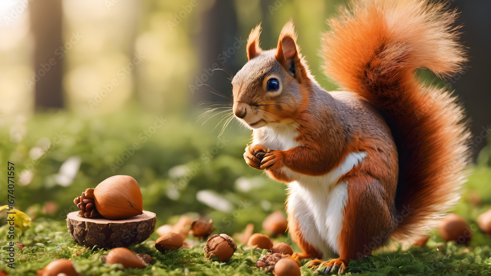 squirrel and acorn Created by artificial intelligence Stock ...