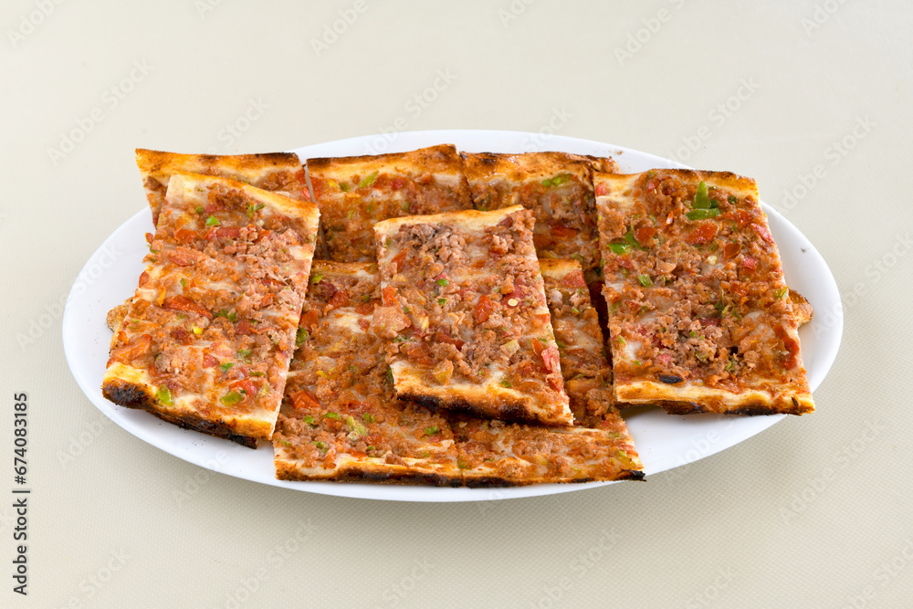 Kiymali pide.Turkish pide with minced meat. Turkish pizza mince pita ...