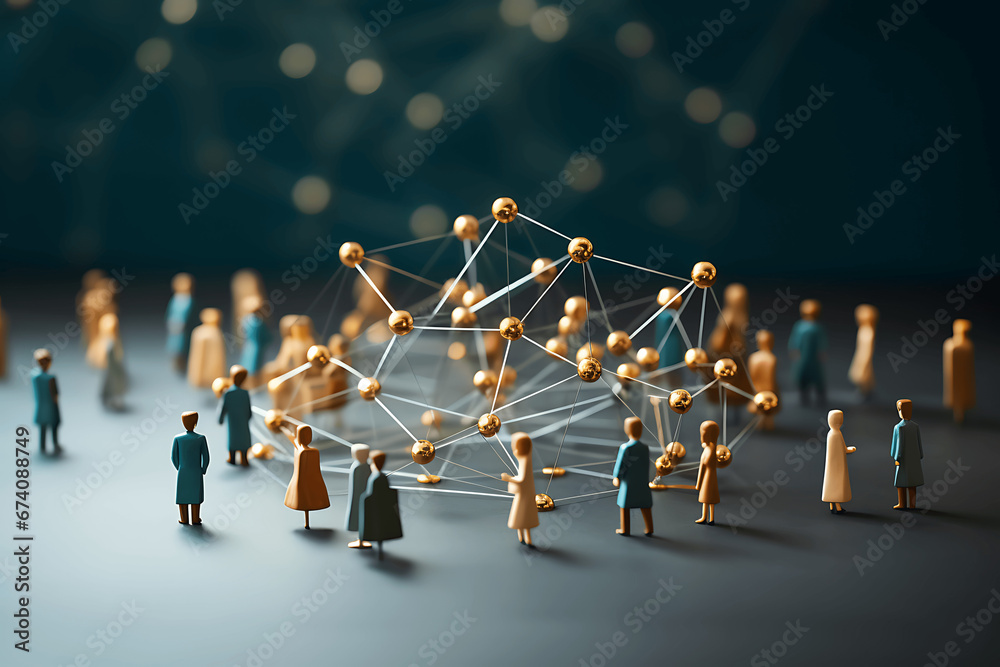 Networking representado por pequeñas figuras con forma humana Stock ...