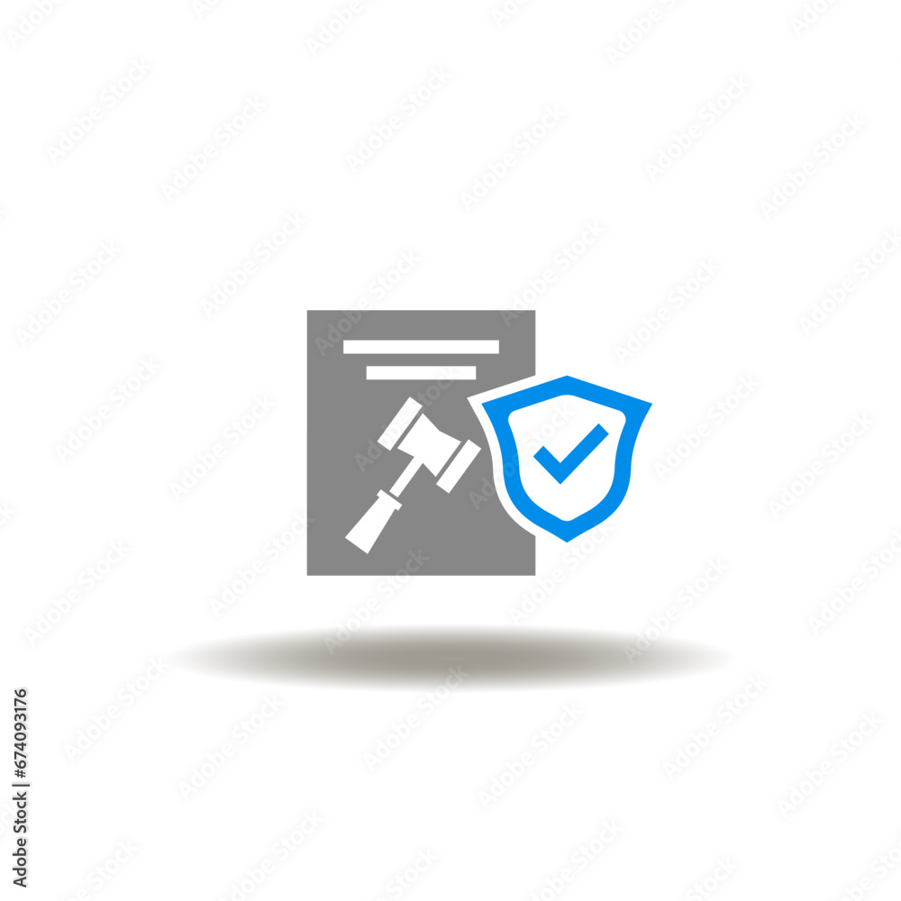 Vector illustration of document list with gavel and shield with check ...