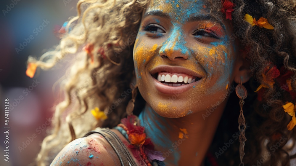 Masskara Festival Street Dance Parade Participant, Bright Background ...