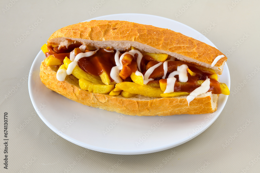 Close-up shot of Izmir's famous Turkish Traditional Kumru Sandwich ...