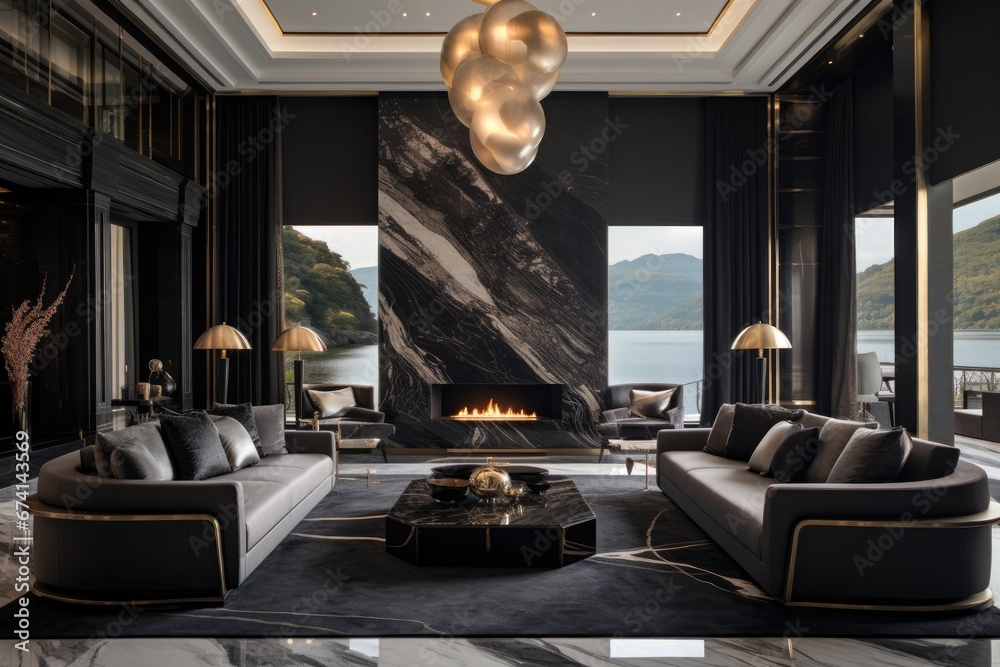 Dark Mansion | Marmer Interior | Generative AI Stock Photo | Adobe Stock