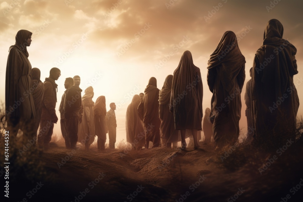 Emigrants refugees, people fleeing desperation, leaving their homes in ...