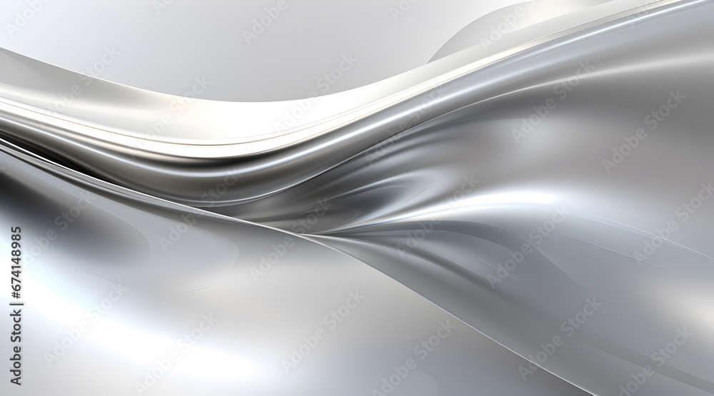 Sleek silver metallic waves with a smooth, glossy finish and gentle ...