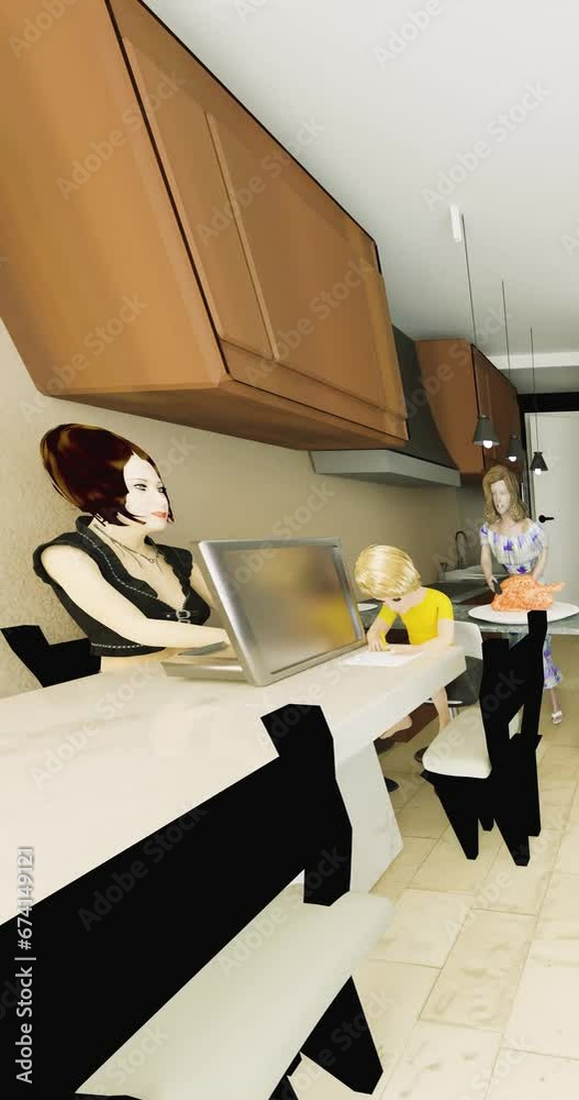 Vidéo Stock Single-parent family living together before dinner wife ...