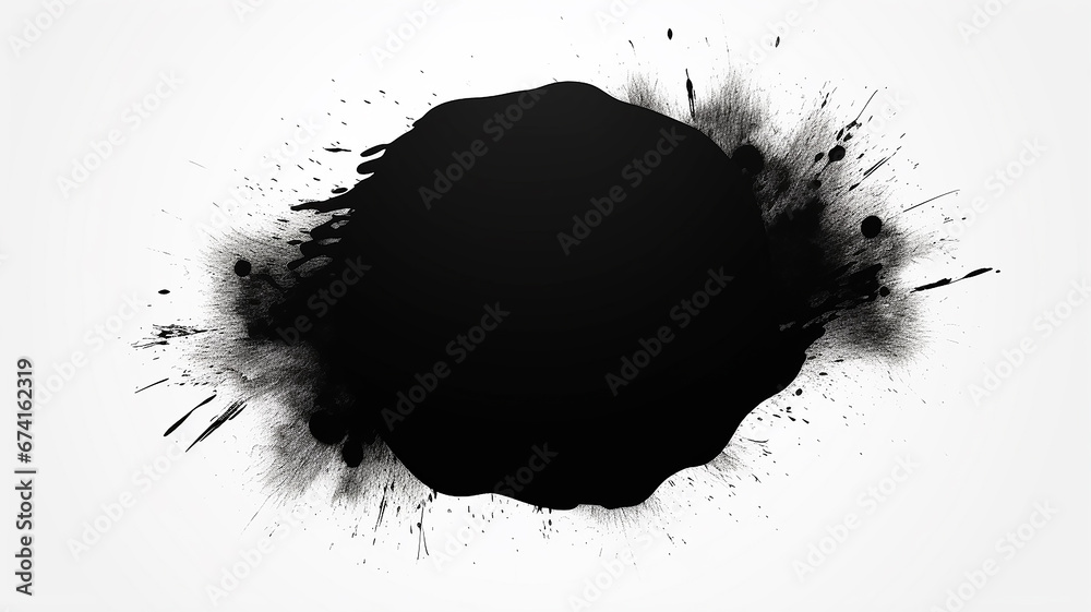 black ink blob spot isolated on white background design object frame ...