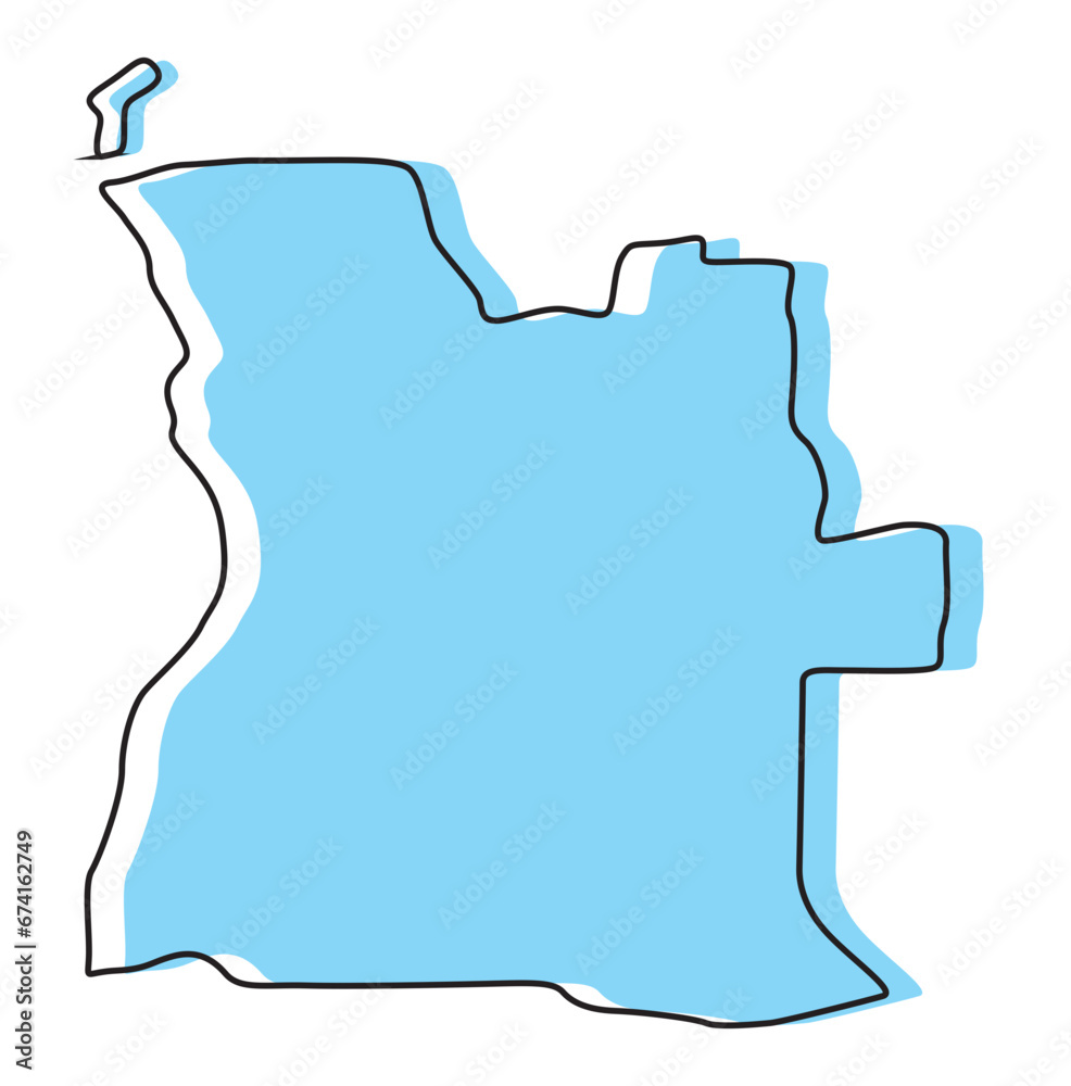 angola map, angola vector, angola outline, angola stylized Stock Vector ...