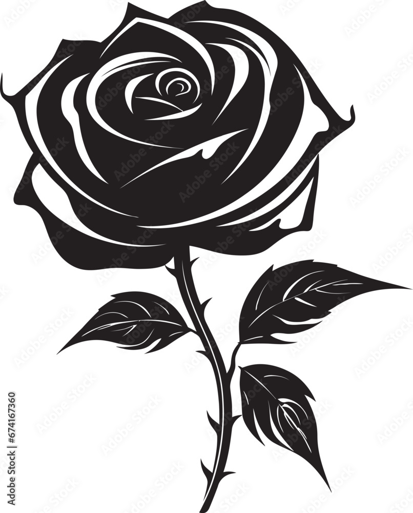 Elegant Black Rose Emblem A sleek and timeless rose icon for a touch of ...