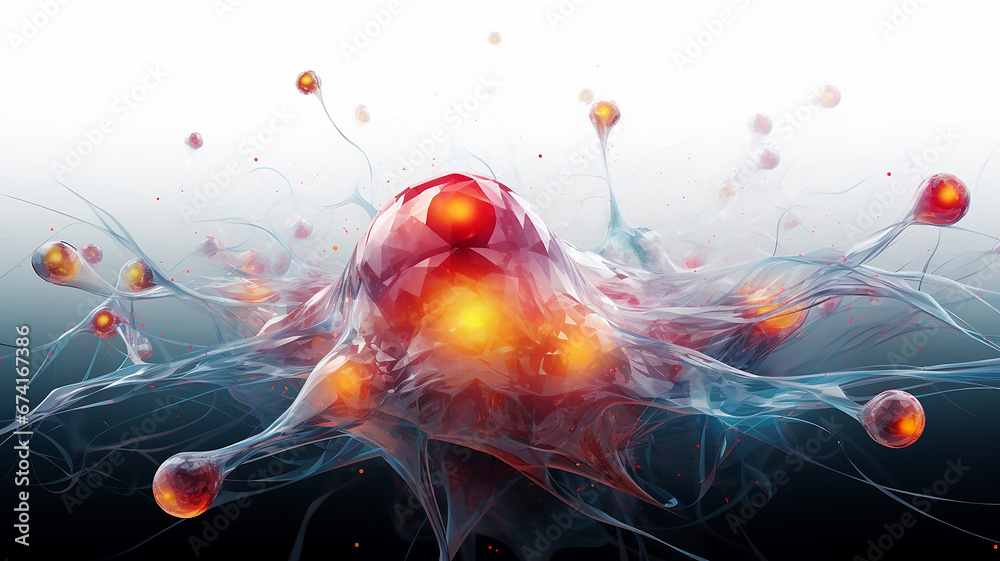 neurons under strong magnification, neural network live impulses ...