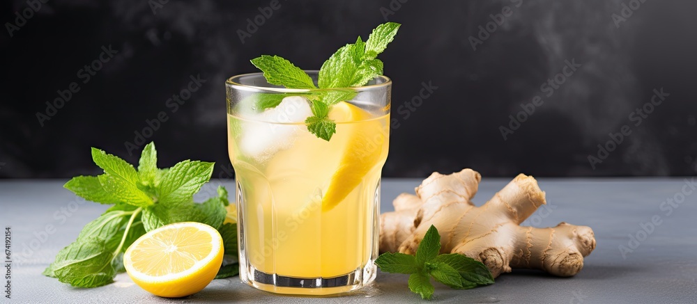 A refreshing beverage created by combining a ginger infused blend with ...