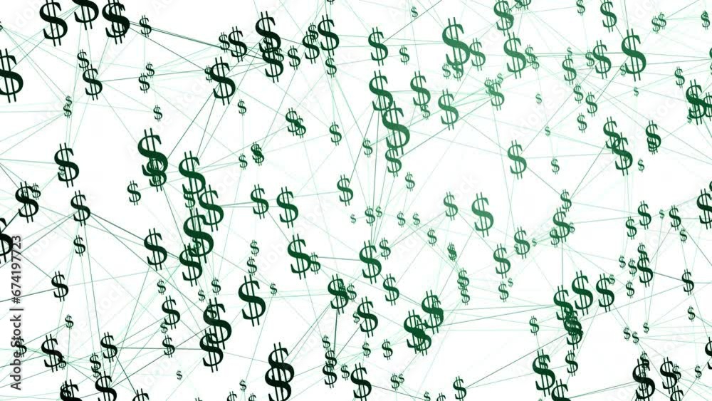 Finance animated dollar signs on white background representing impact ...