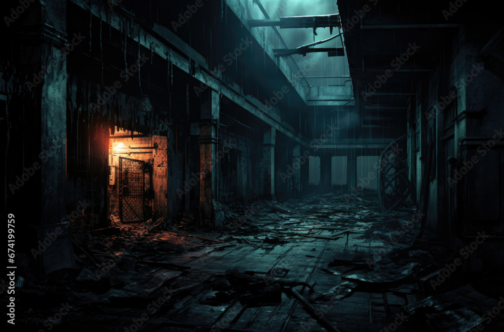 Dark corridor. Mystical interior of dark empty corridor, tunnel in an ...