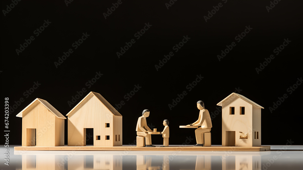 wooden houses miniature, housing development, real estate banner ...