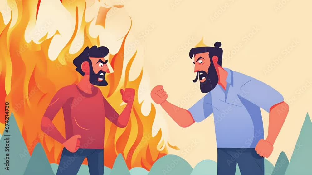 Vidéo Stock Two characters engage in a heated argument, with their ...