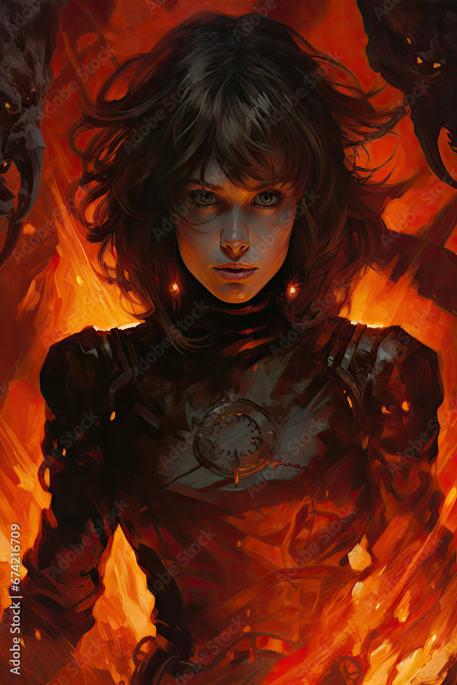 Fiery Abyss: Female Demonologist Drawing., Dark Medieval Fantasy, Old ...