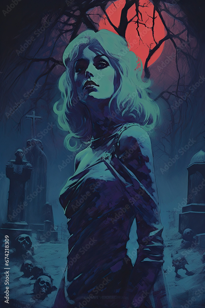 Vengeful Banshee in Moonlit Graveyard , Dark Medieval Fantasy,Old ...