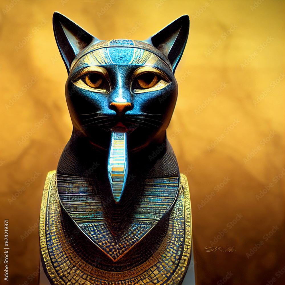 Egyptian cat 3d illustration, pharaoh cat mummy sarcophagus, realistic ...