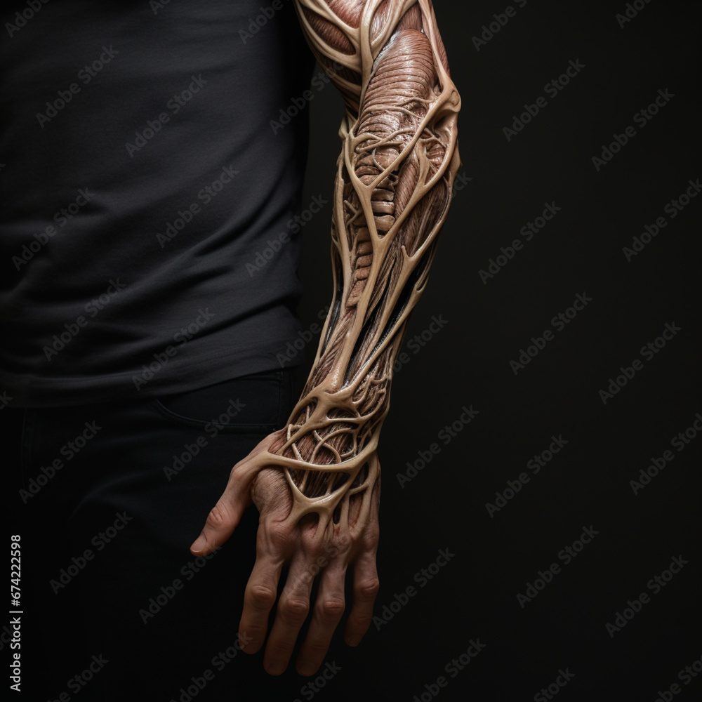 Anatomy: the human forearm and hand, Generate AI Stock Illustration ...