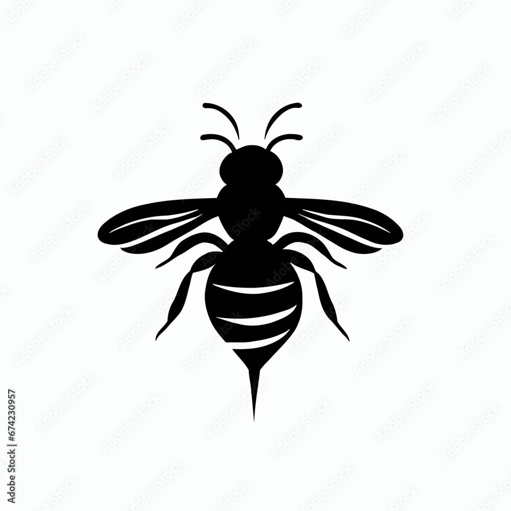 Vector Silhouette of Bee, Busy Bee Graphic for Nature and Pollination ...