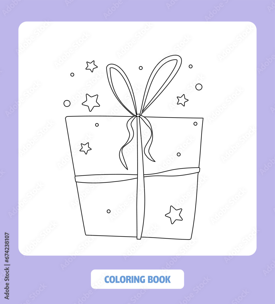 Gift box coloring page printable for children. Preschool games. Stock ...