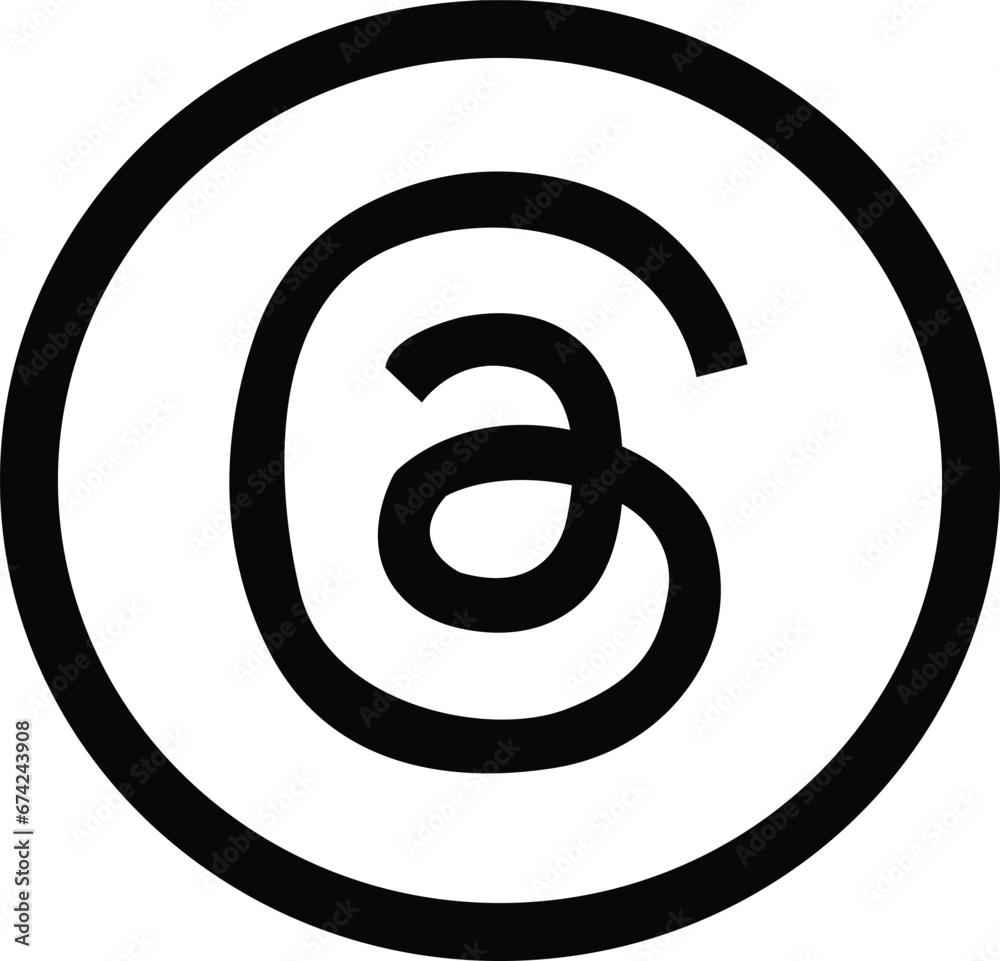 Black Threads app logo Editorial vector icon. Instagram Threads app is ...