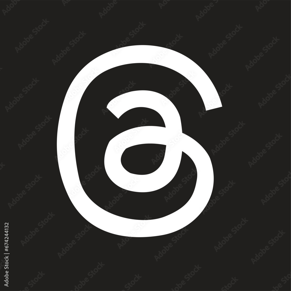 Black Threads app logo Editorial vector icon. Instagram Threads app is ...