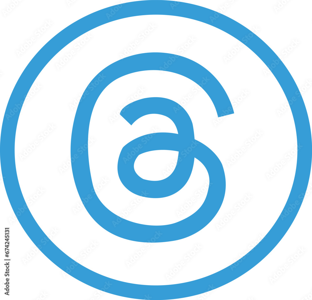 Blue Threads app logo Editorial vector icon. Instagram Threads app is a ...