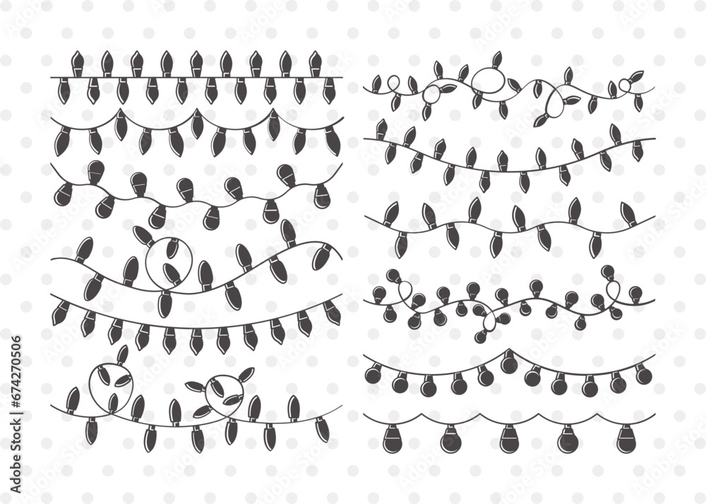 String Lights Clipart SVG Cut File | Lights Svg | Light Strand Svg ...