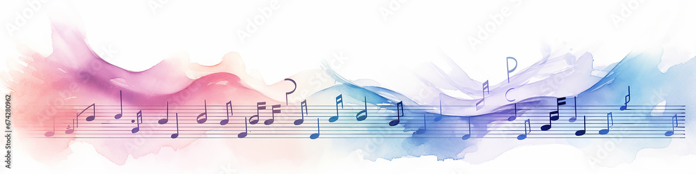 abstract musical long narrow background with notes watercolor. Stock ...