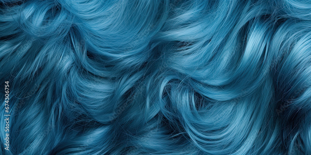 Blue haircut flowing long curly hair fashion background stylist ...