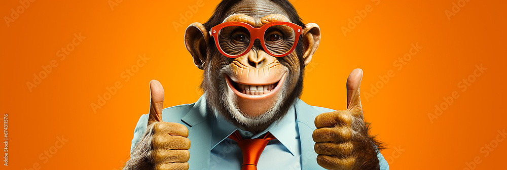 Monkey giving two thumbs up Stock Illustration | Adobe Stock