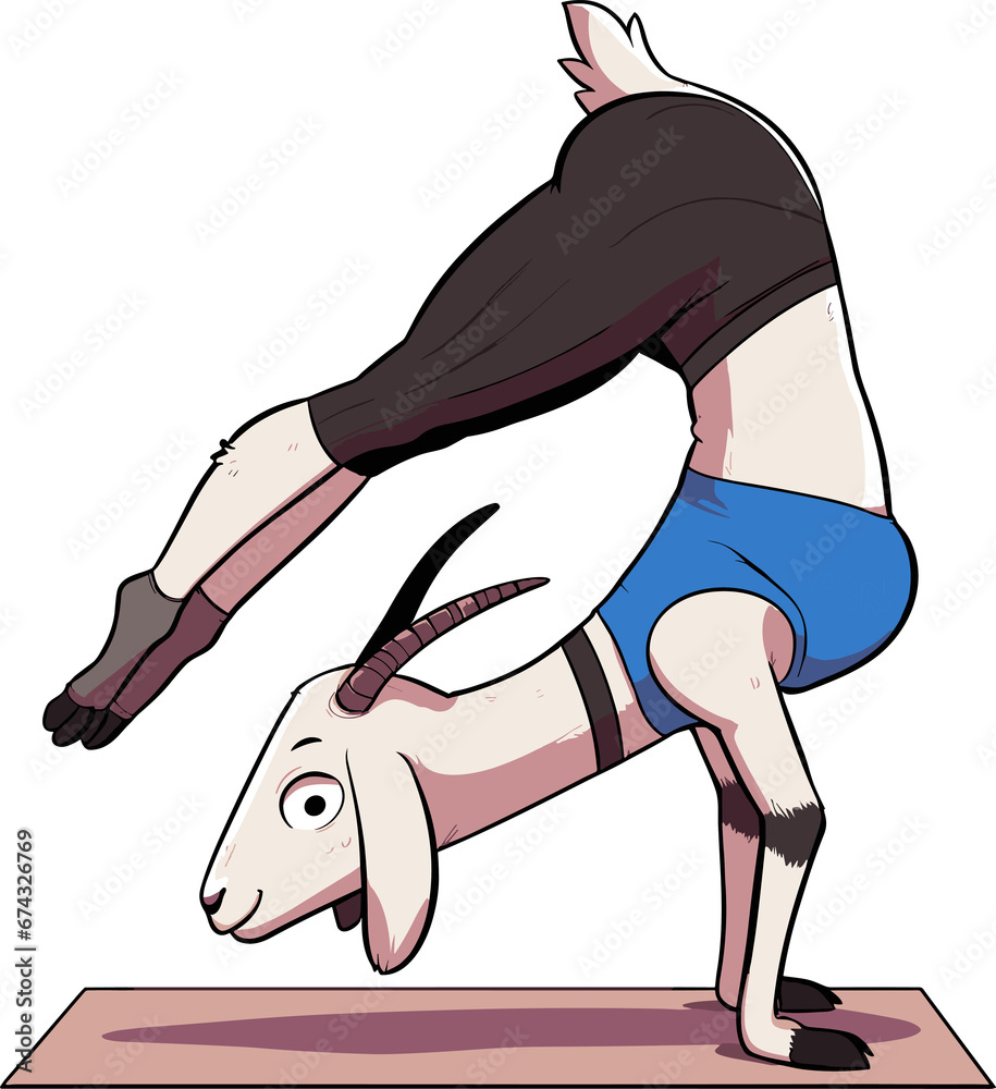 Cartoon female goat do yoga Stock Illustration | Adobe Stock
