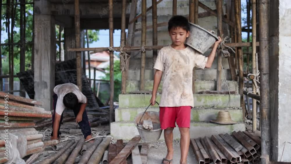 The concept of child labor, Poor children are forced to work in ...